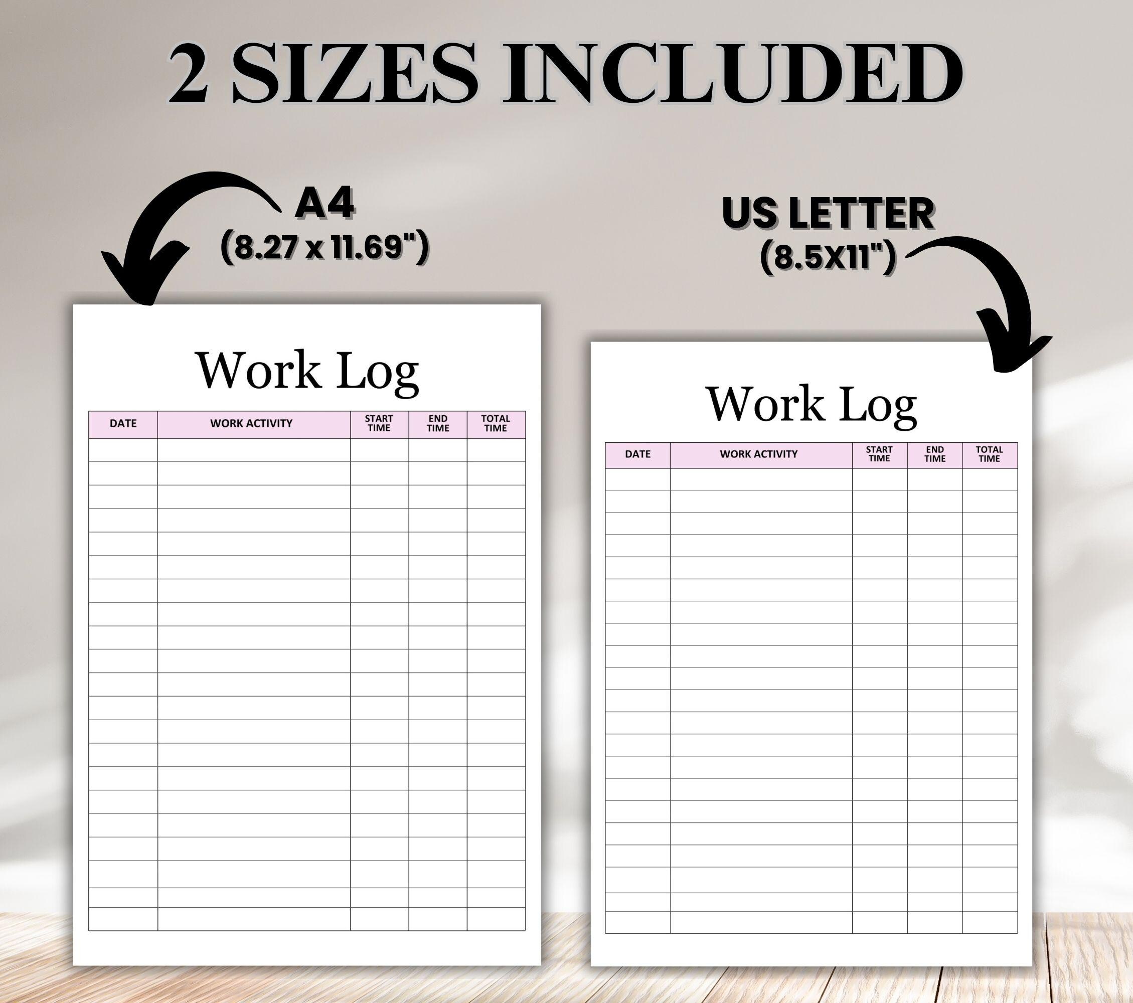 Working Hours Log Printable Template, Activity Hours Log Printable ...