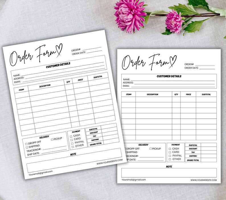 Minimalist Order Form Template, Crafters Order Form, Small Business ...