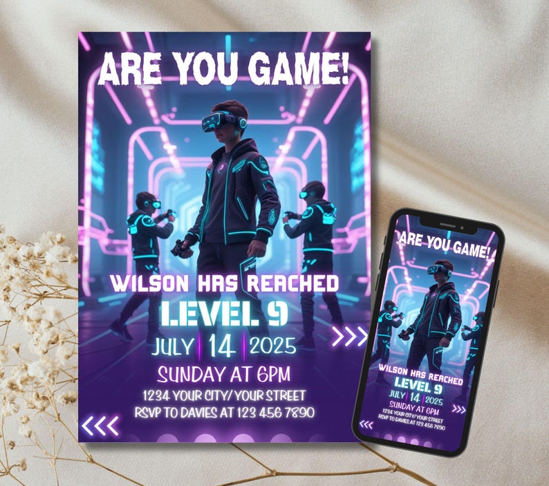 Virtual Reality Birthday Invitation Editable, VR Party Invitation ...