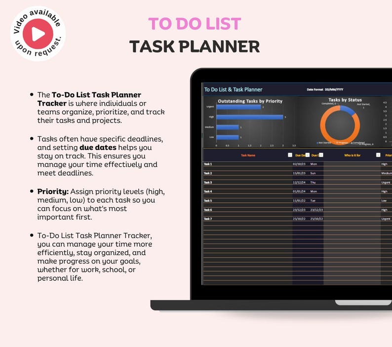 Task Tracker Spreadsheet Template, Task Management Google Sheets, To-do ...