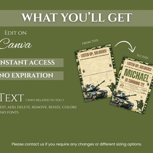 Editable Military Party Invitation Template, Army Birthday Invitation ...