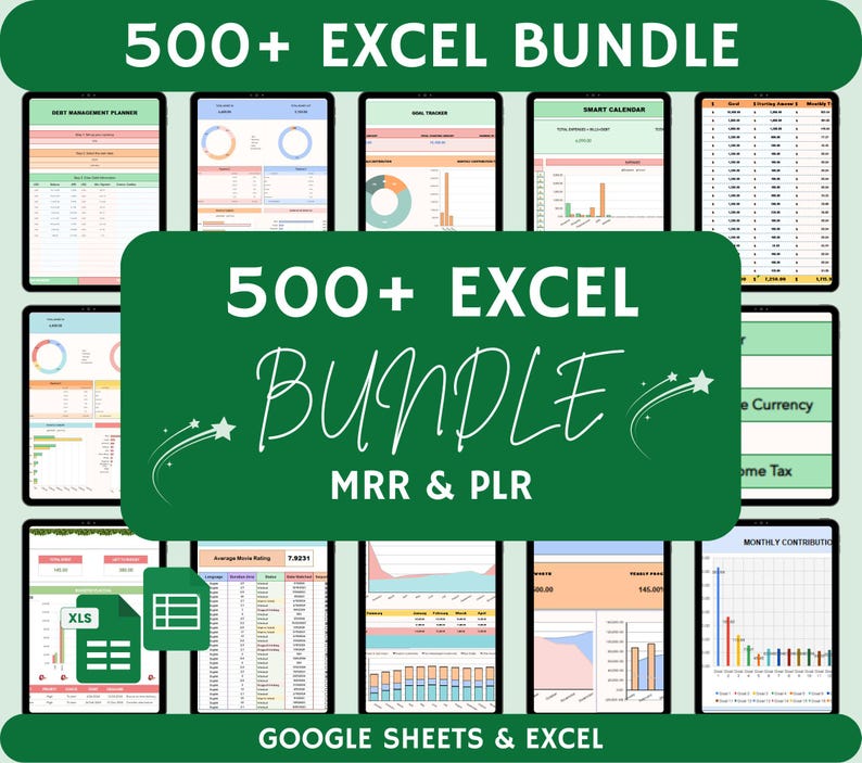 500+ MRR PLR Excel Bundle Done for You, All in One Excel Templates ...