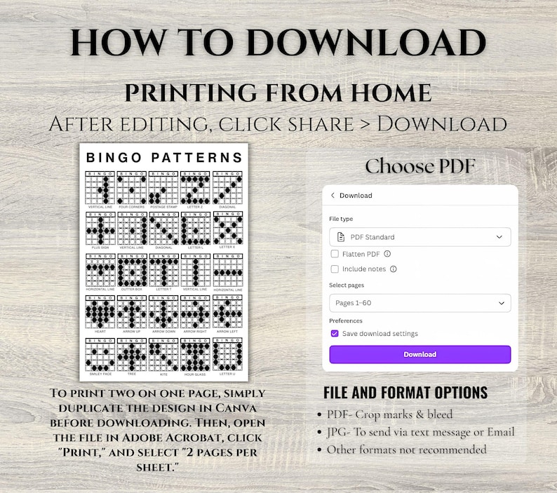 200 Bingo Patterns Printable, Fun Bingo Party Game, Bingo Winning ...