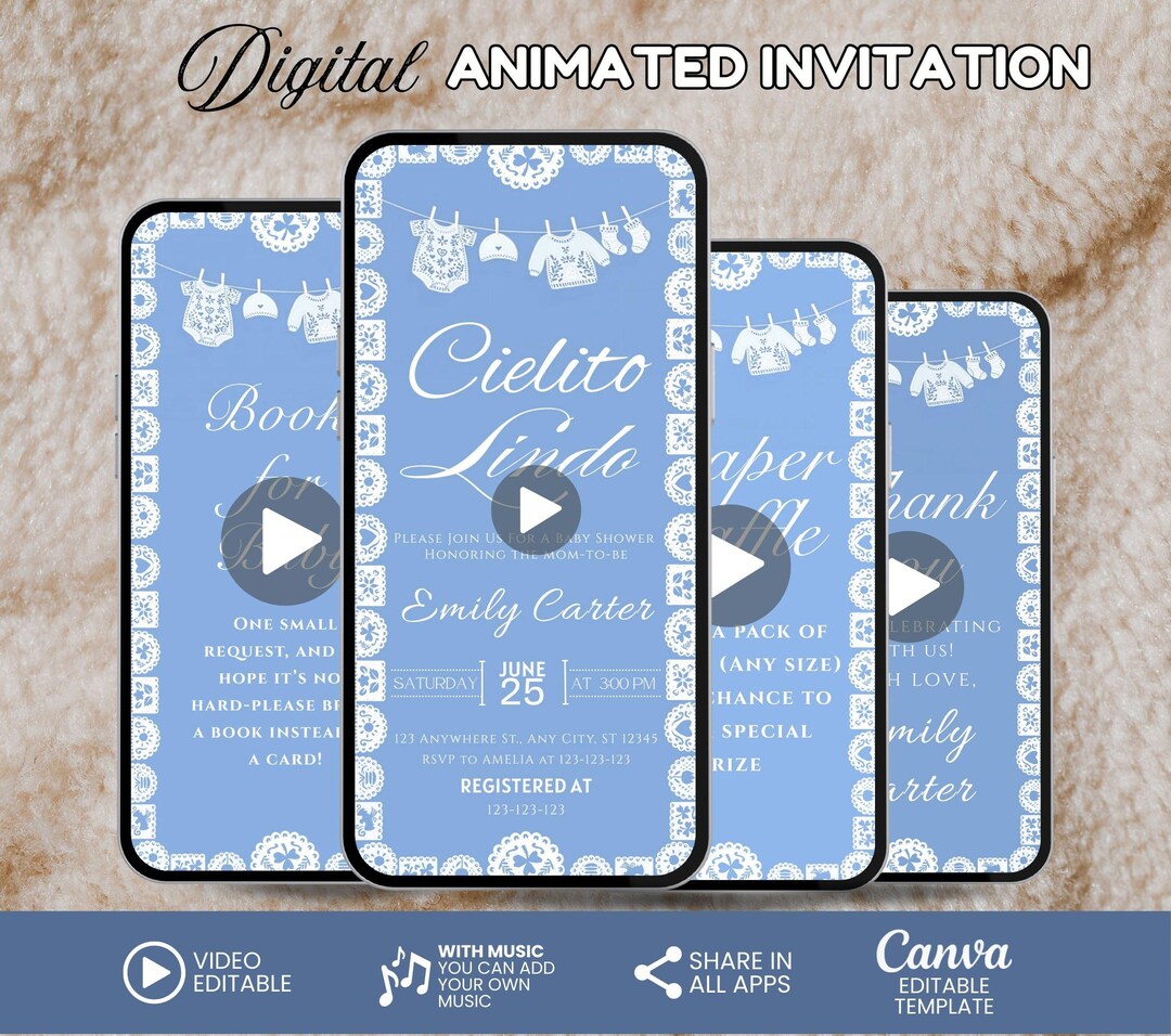 Editable Cielito Lindo Video Invitation, Animated Cielito Lindo Baby ...