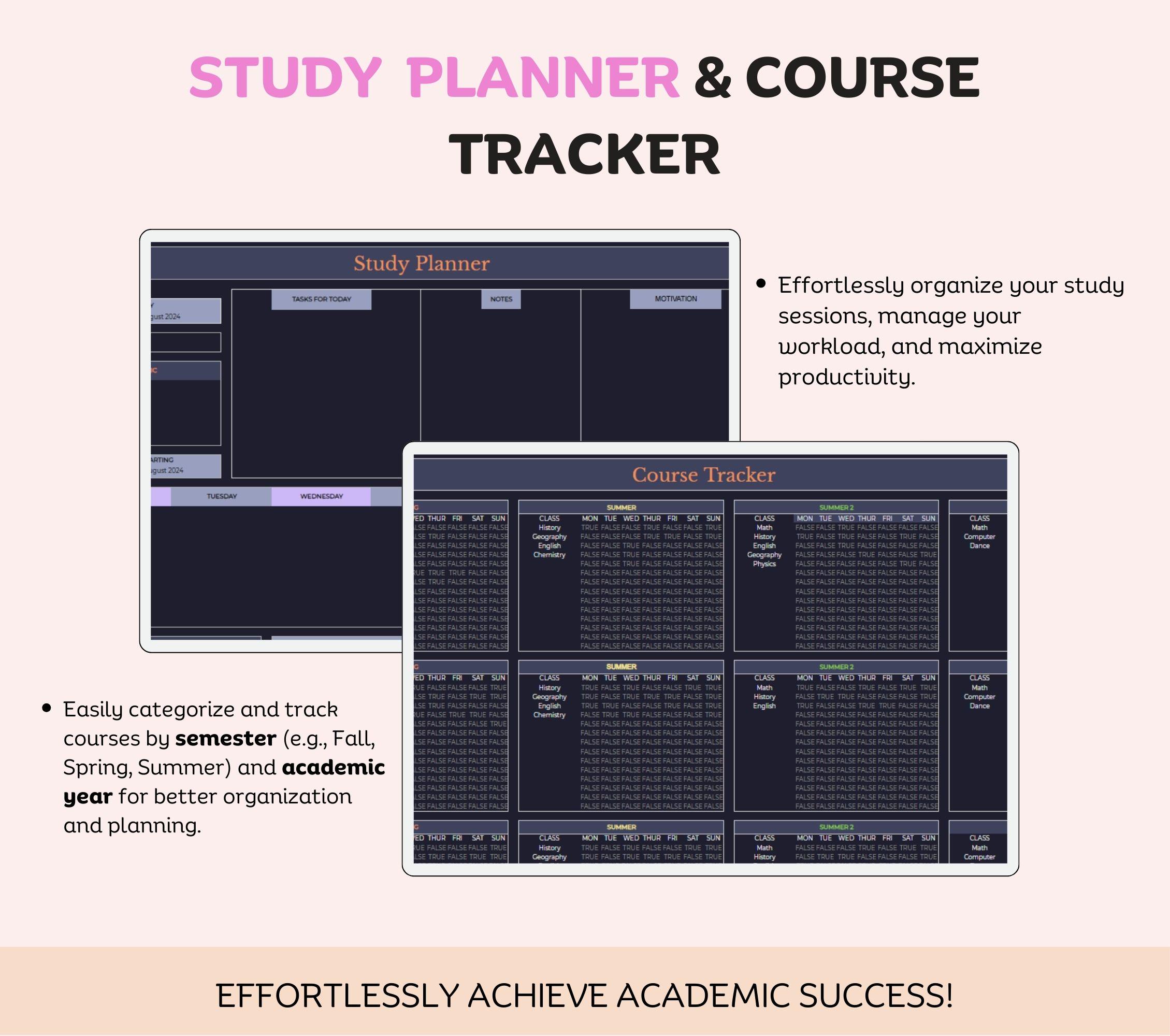 Student Planner Spreadsheet, Assignment Tracker Google Sheet, Academic ...