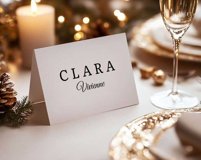 Minimalist Place Card TEMPLATE, Flat and Foldable Table Name Card ...