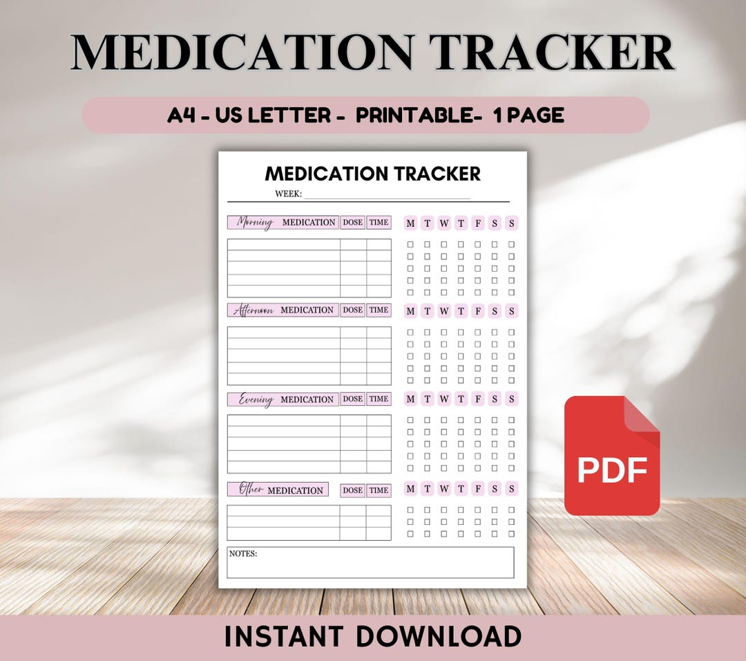 Printable Medication List Template, Daily Medication Tracker, Medicine ...