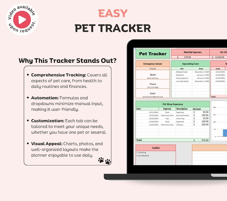 Premium Pet Care Tracker Spreadsheet, Google Sheets Template, Pet Care ...