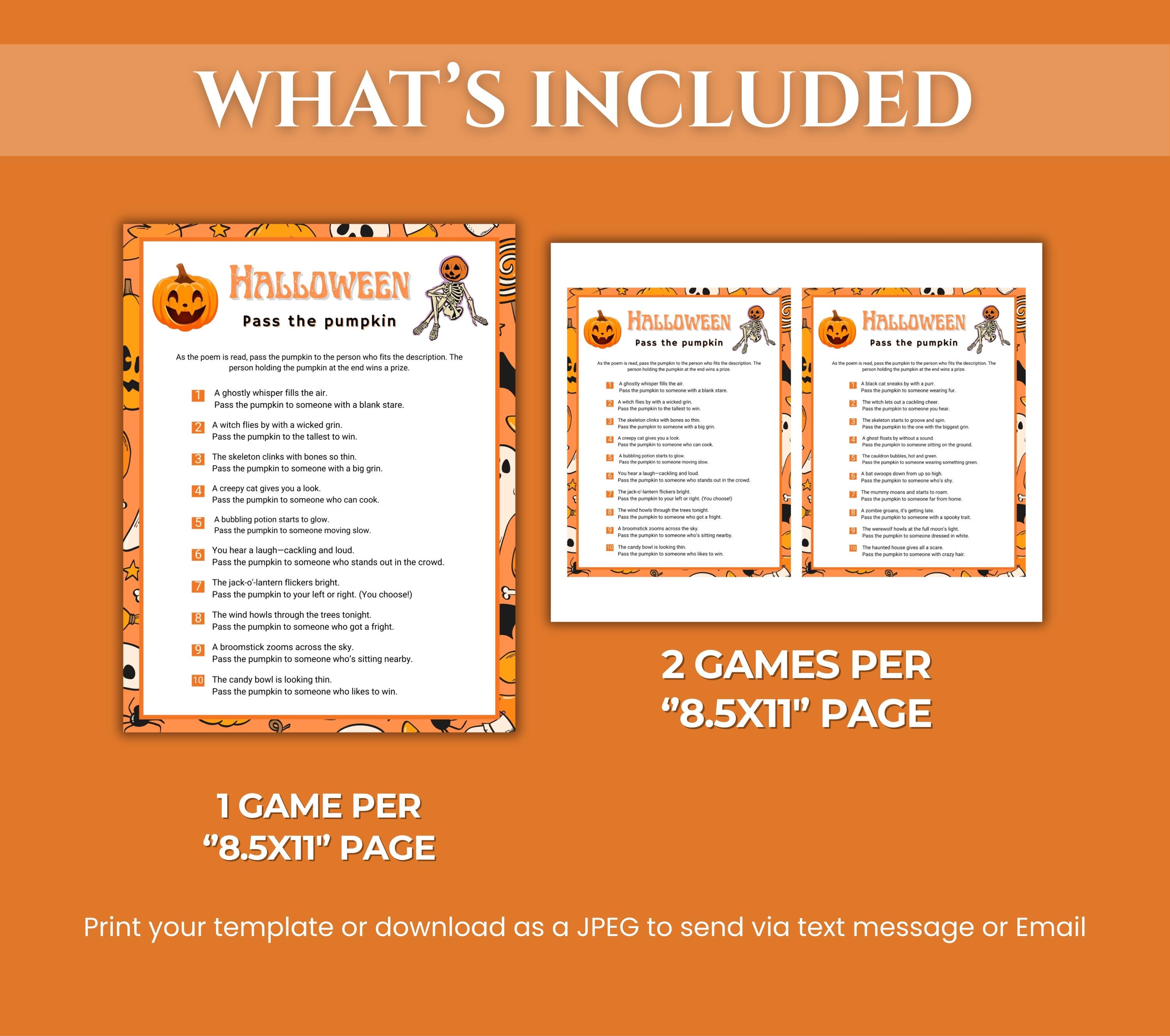 Pass the Pumpkin Game Printable, Halloween Party Activity for Kids ...