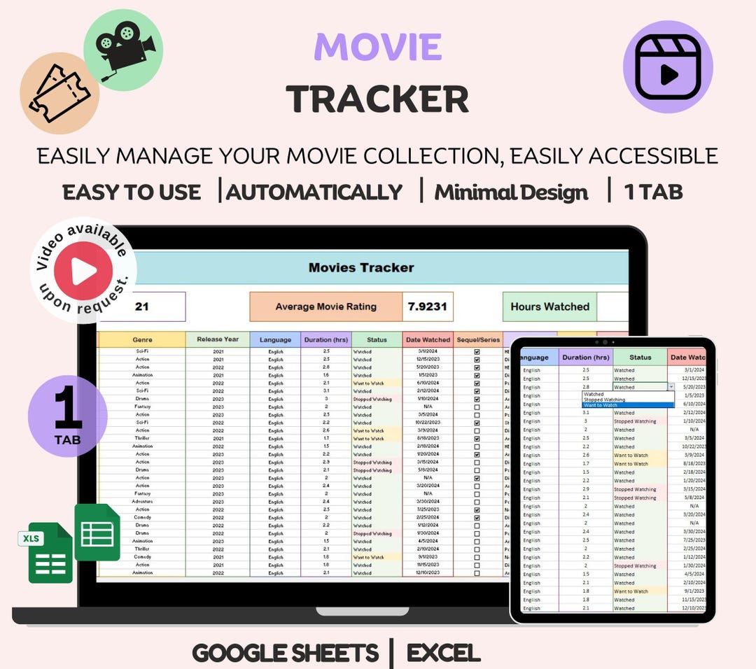 TV Show Tracker Spreadsheet Google Sheets, Television Series Tracker ...
