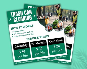 Trash Can Cleaning Flyer, DIY Flyer Template Design, Residential ...