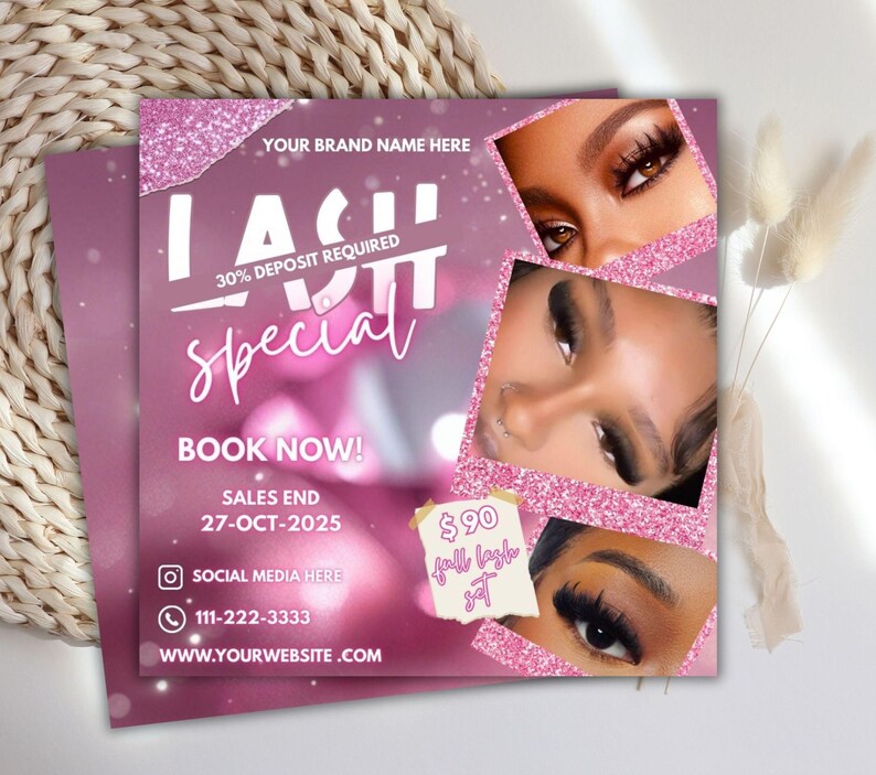 Lash Sale Flyer Template, Lash Booking Flyer, New Lashes, Lash Tech ...
