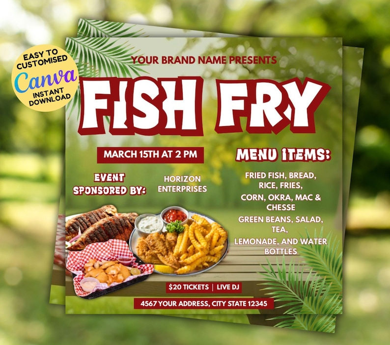 Fish Fry Fundraiser Flyer Template, Fish Fry Fundraiser Invitation ...