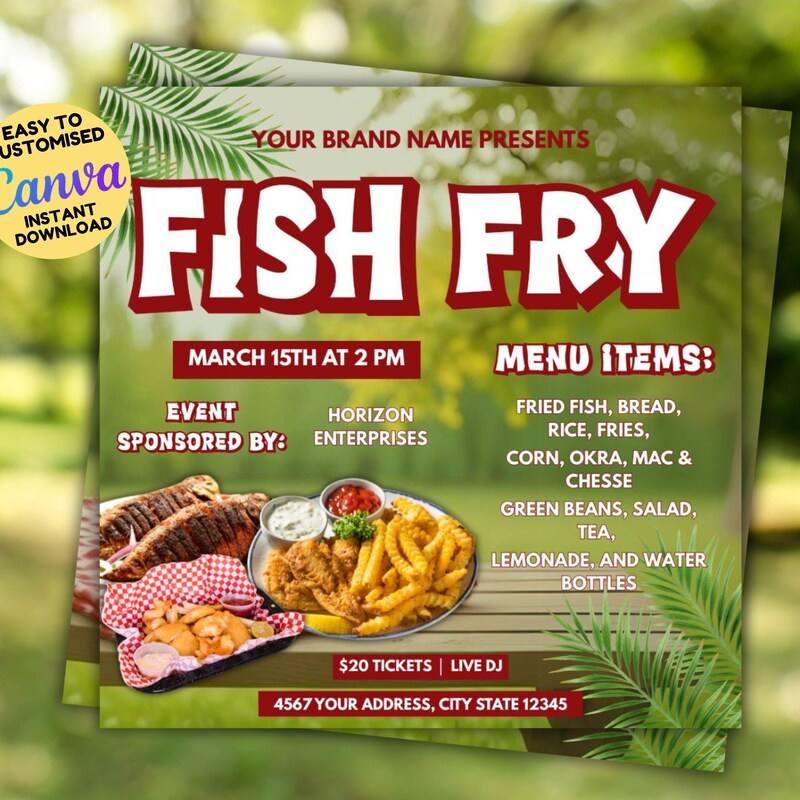 Fish Fry Flyer Design - Etsy UK