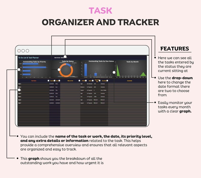 Task Tracker Spreadsheet Template, Task Management Google Sheets, To-do ...
