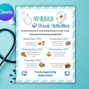 Nurse Appreciation Week Flyer Template, Editable Staff Invitation ...
