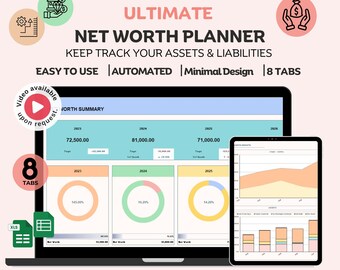 Net Worth Tracker Spreadsheet Template for Google Sheets, Personal ...