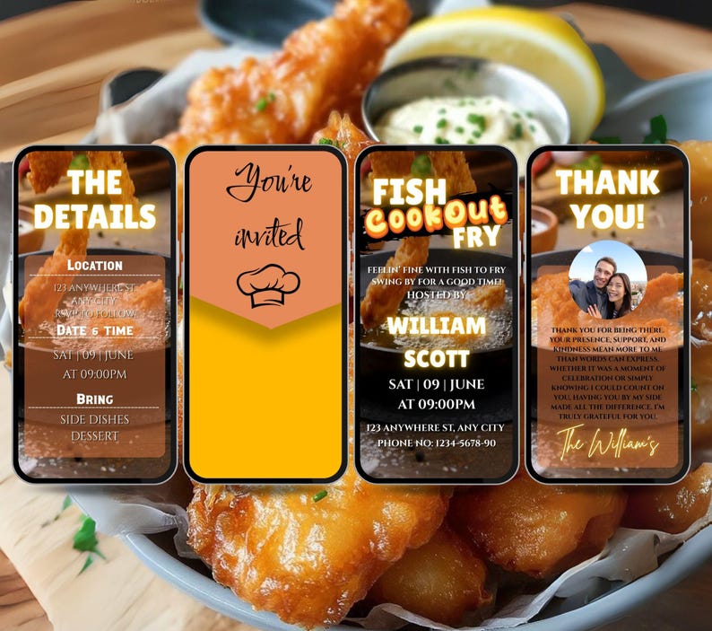 Digital Fish Fry Invitation Template, Seafood Party Invite, Soul Food ...