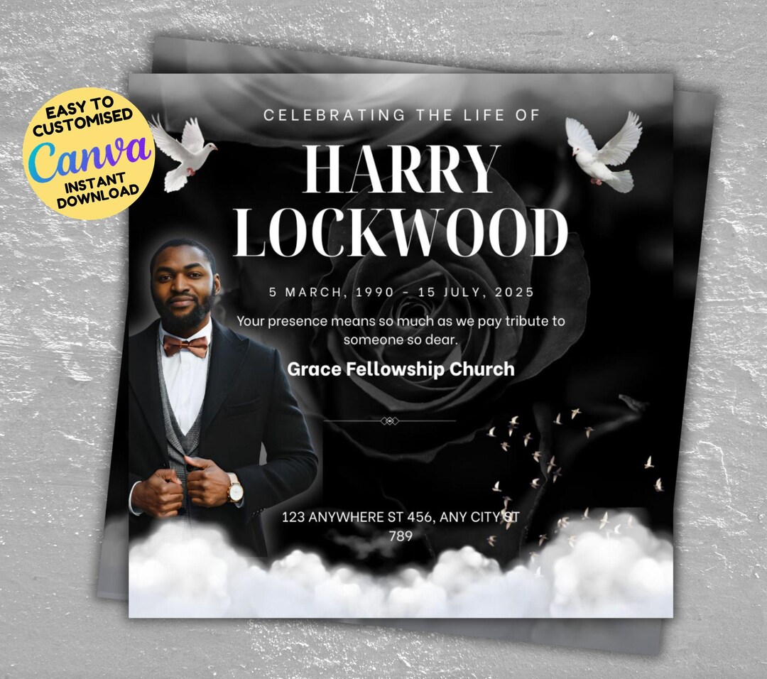 Editable Memorial Funeral Announcement Flyer Template, Funeral ...