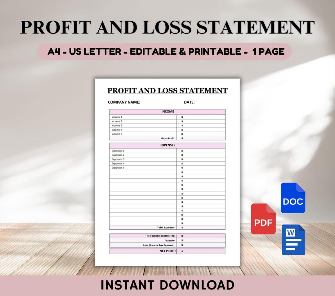 Small Business Profit and Loss Template, Profit and Loss Statement ...