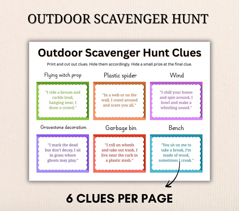 Outdoor Scavenger Hunt Printable, Treasure Hunt for Kids Template, Teen ...