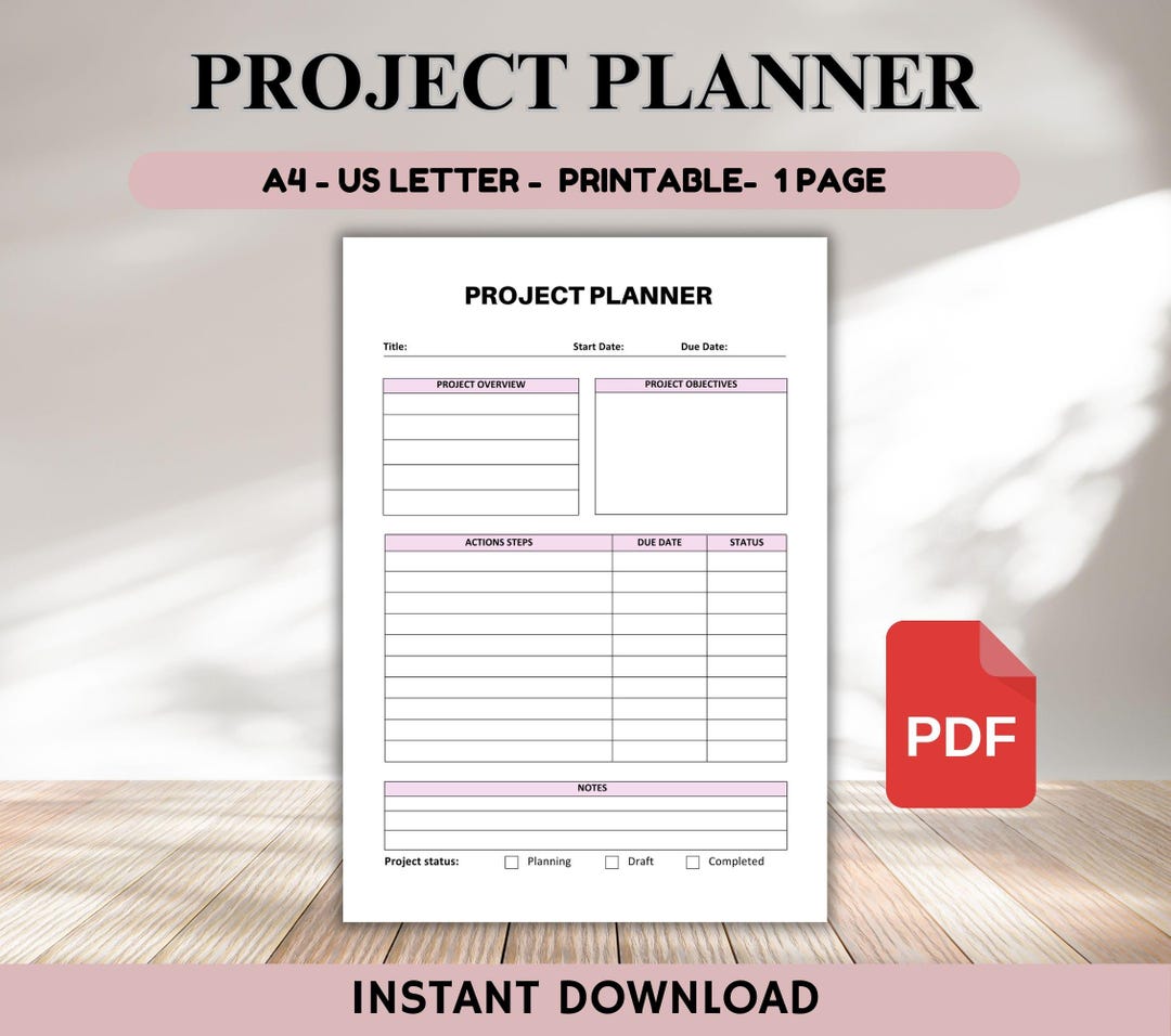 Project Planner Printable, Project Planning Template, Tasks to Do List ...
