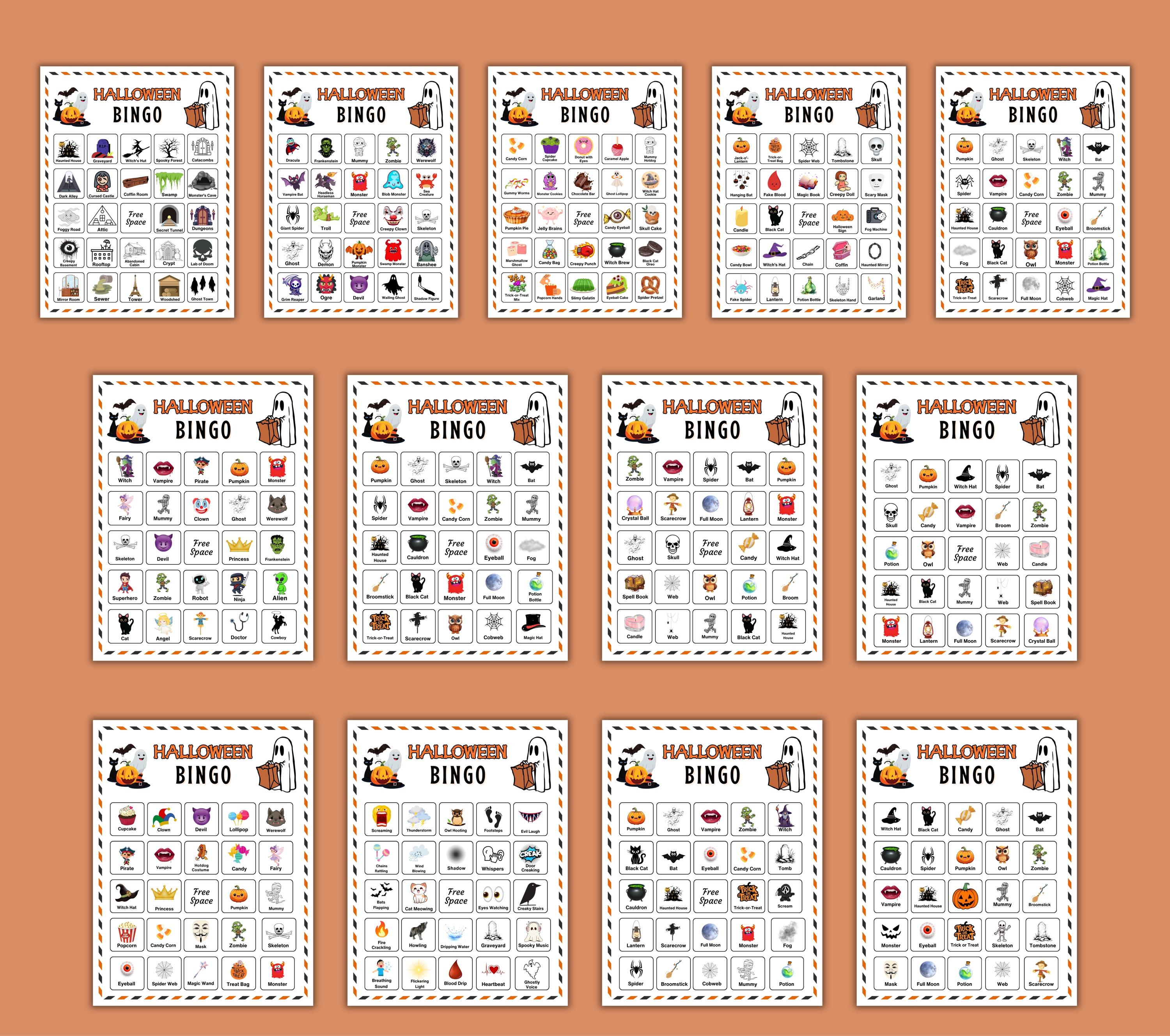 25 Halloween Bingo Games Bundle Printable, Halloween Party Ideas ...