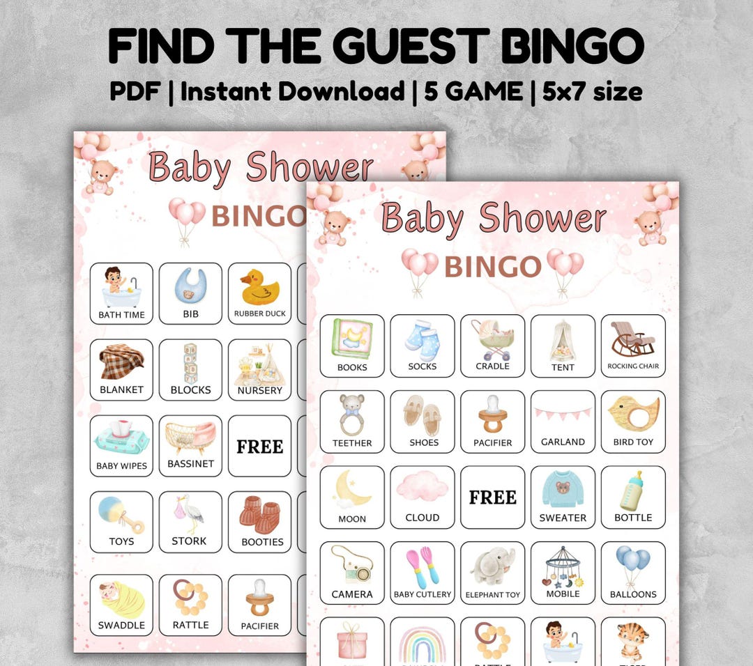 Baby Shower Bingo Game, Unique Prefilled Baby Bingo Game Cards, Baby ...