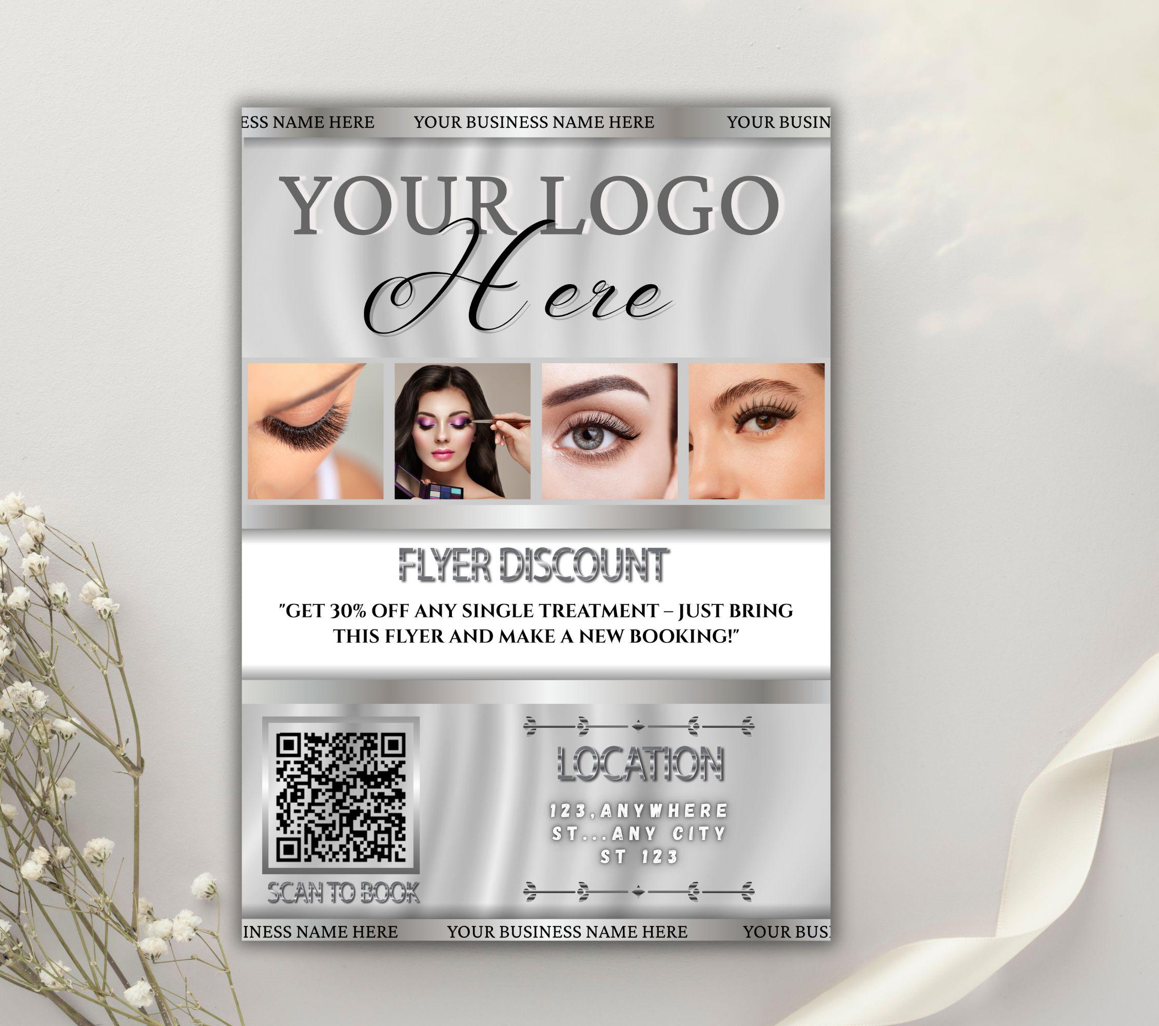 Editable Beauty Leaflet for Business Owner Template, Silver and Grey ...