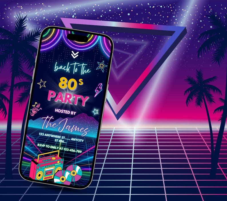 Animated 80s Birthday Party Invitation, Editable Back to the 80s Party ...