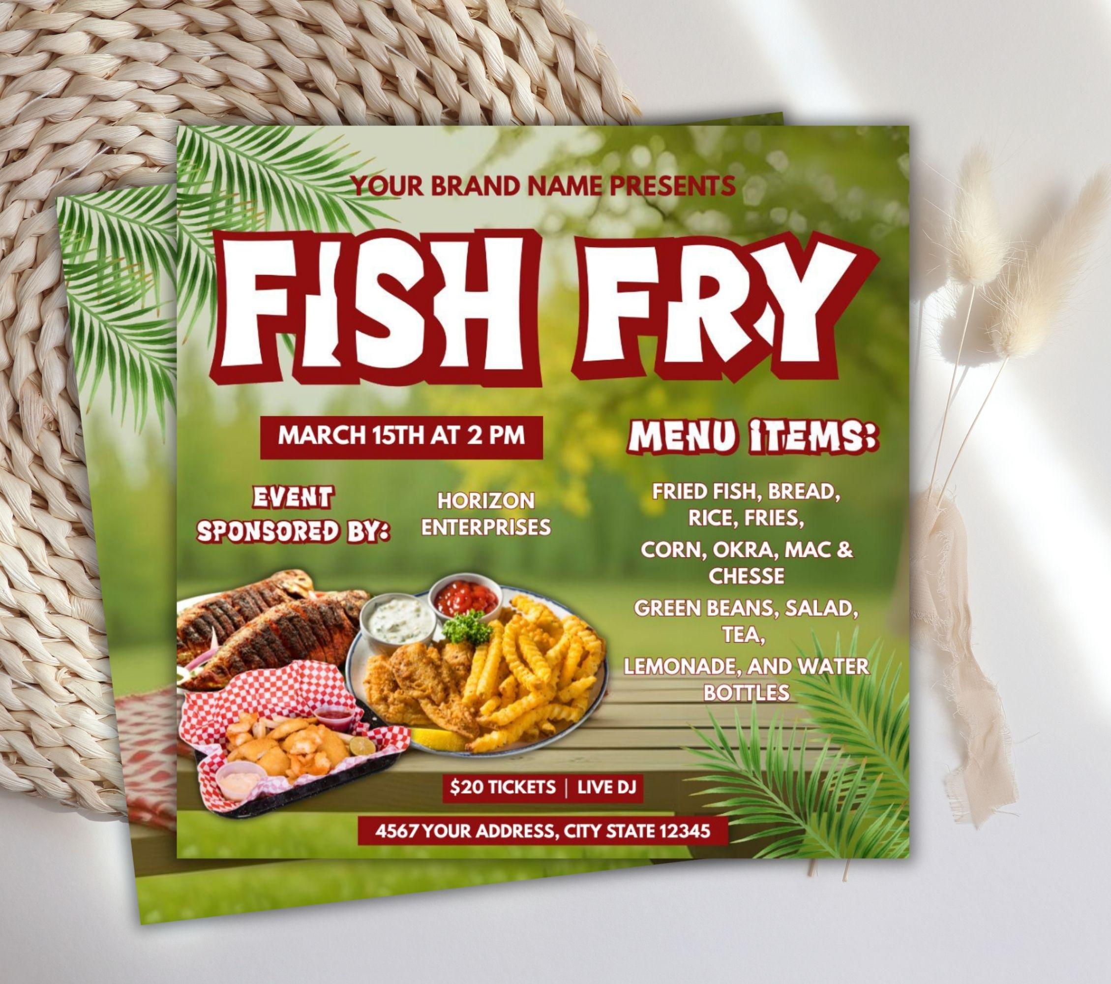 Fish Fry Fundraiser Flyer Template, Fish Fry Fundraiser Invitation ...