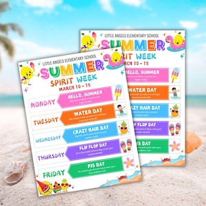 Editable Summer School Spirit Week Flyer, PTO Schedule, Summer ...