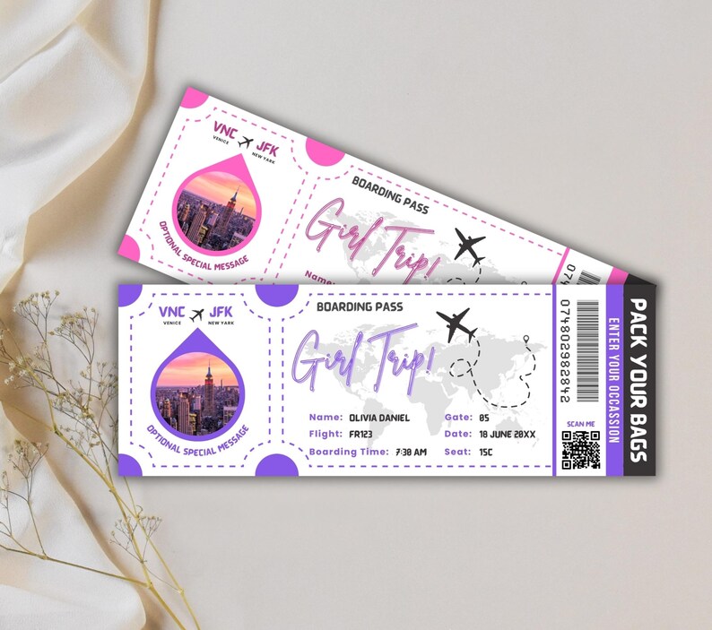 Editable Boarding Pass Template, Printable Personalized Airline Ticket ...