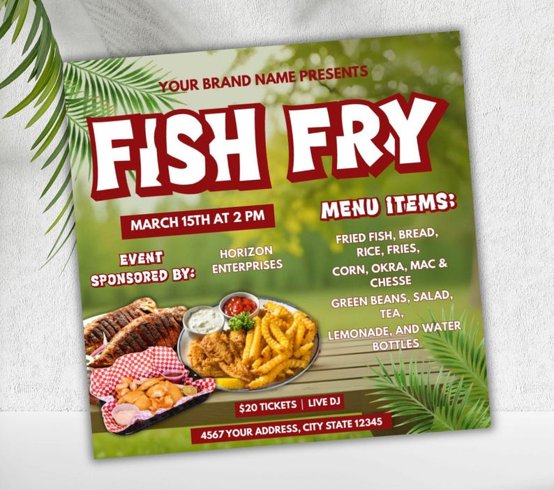 Fish Fry Fundraiser Flyer Template, Fish Fry Fundraiser Invitation ...
