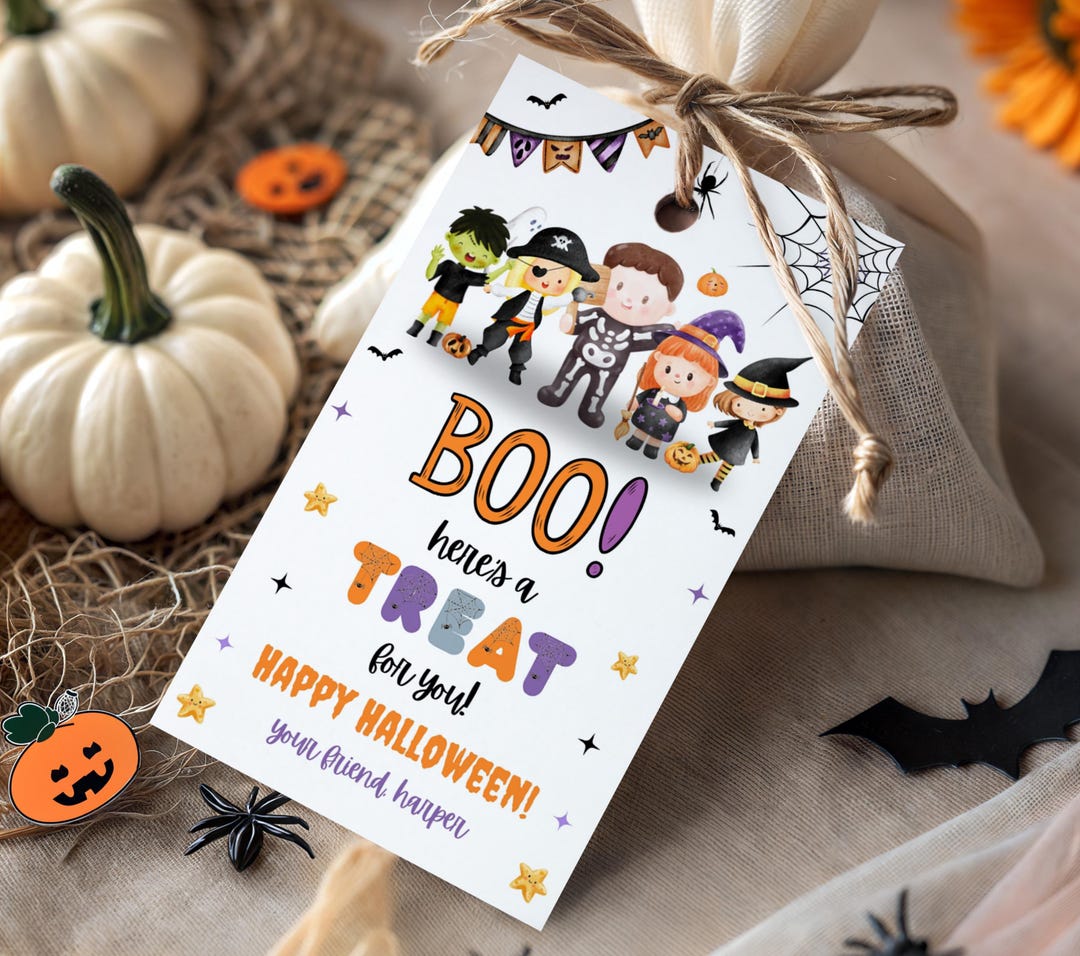 Editable Halloween Favor Tags, Halloween Trick or Treat Favor Tag, Boo ...