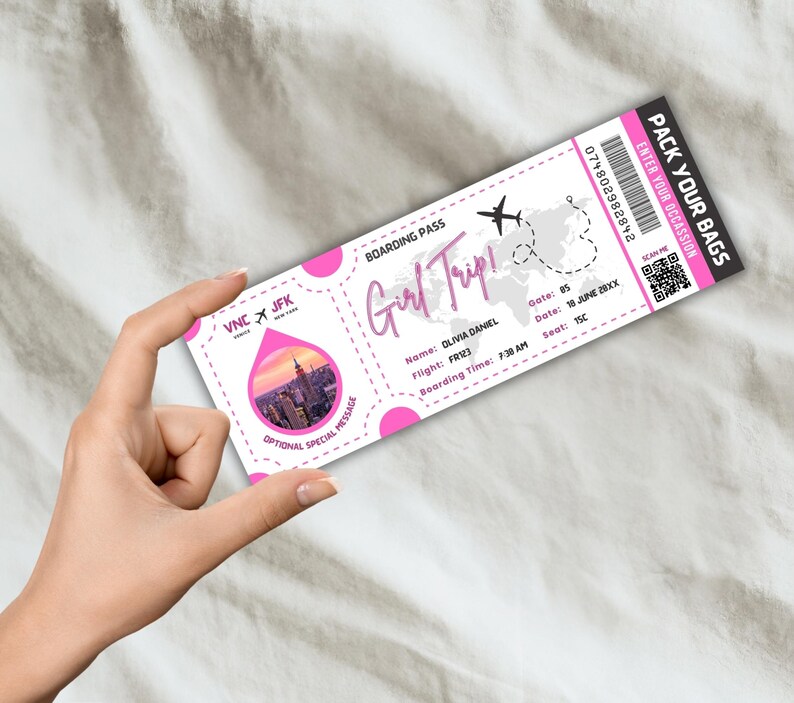 Editable Boarding Pass Template, Printable Personalized Airline Ticket ...