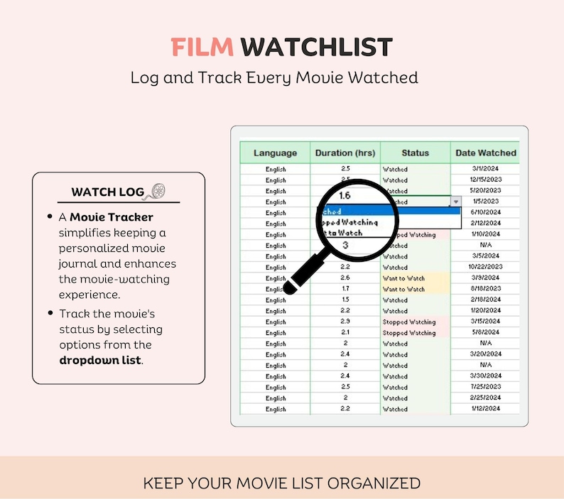 Movie Tracker Spreadsheet, Google Sheets, Television Series Tracker ...