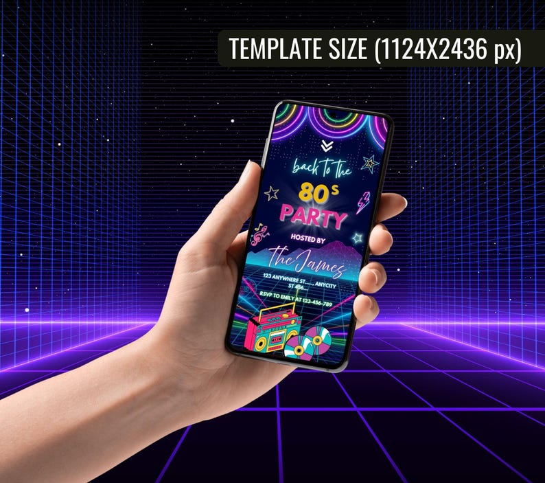 Animated 80s Birthday Party Invitation, Editable Back to the 80s Party ...