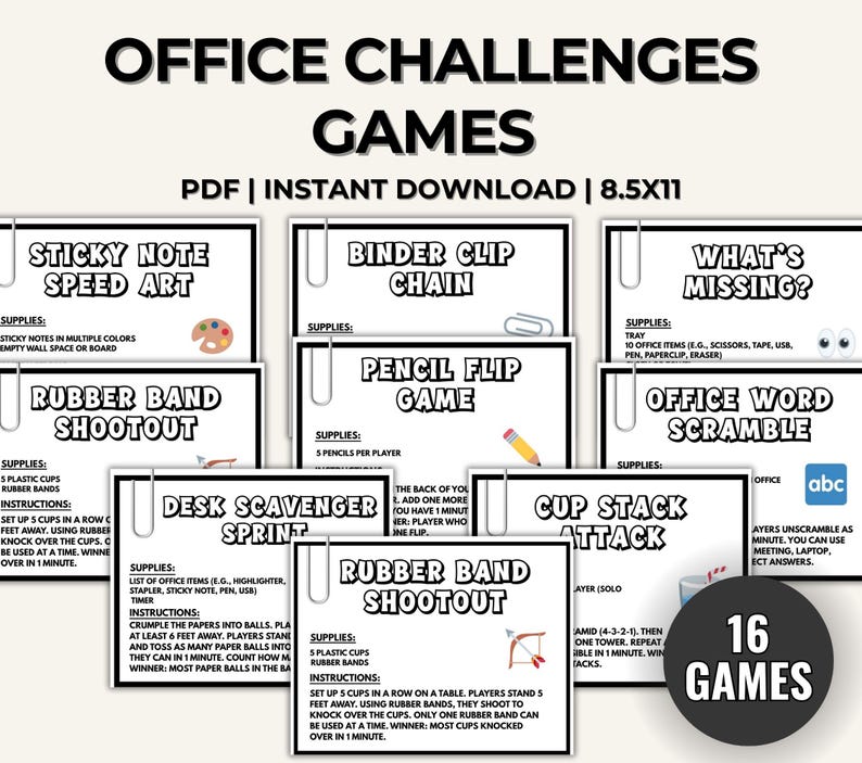 Office Minute Games Printable, Office Icebreaker Game, Office ...