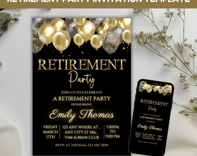 Editable Surprise Retirement Party Invitation Template, Retirement ...