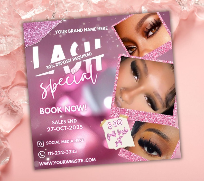 Lash Sale Flyer Template, Lash Booking Flyer, New Lashes, Lash Tech ...