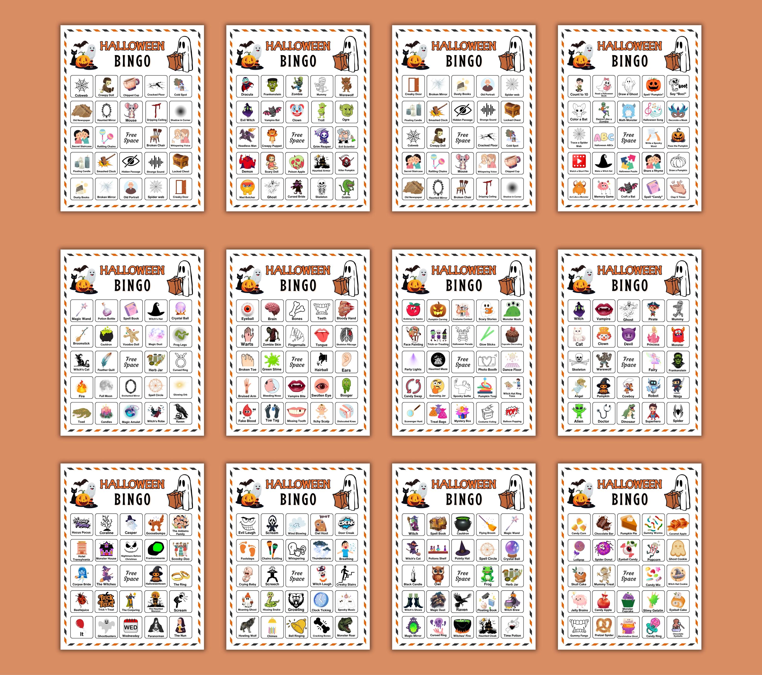 25 Halloween Bingo Games Bundle Printable, Halloween Party Ideas ...