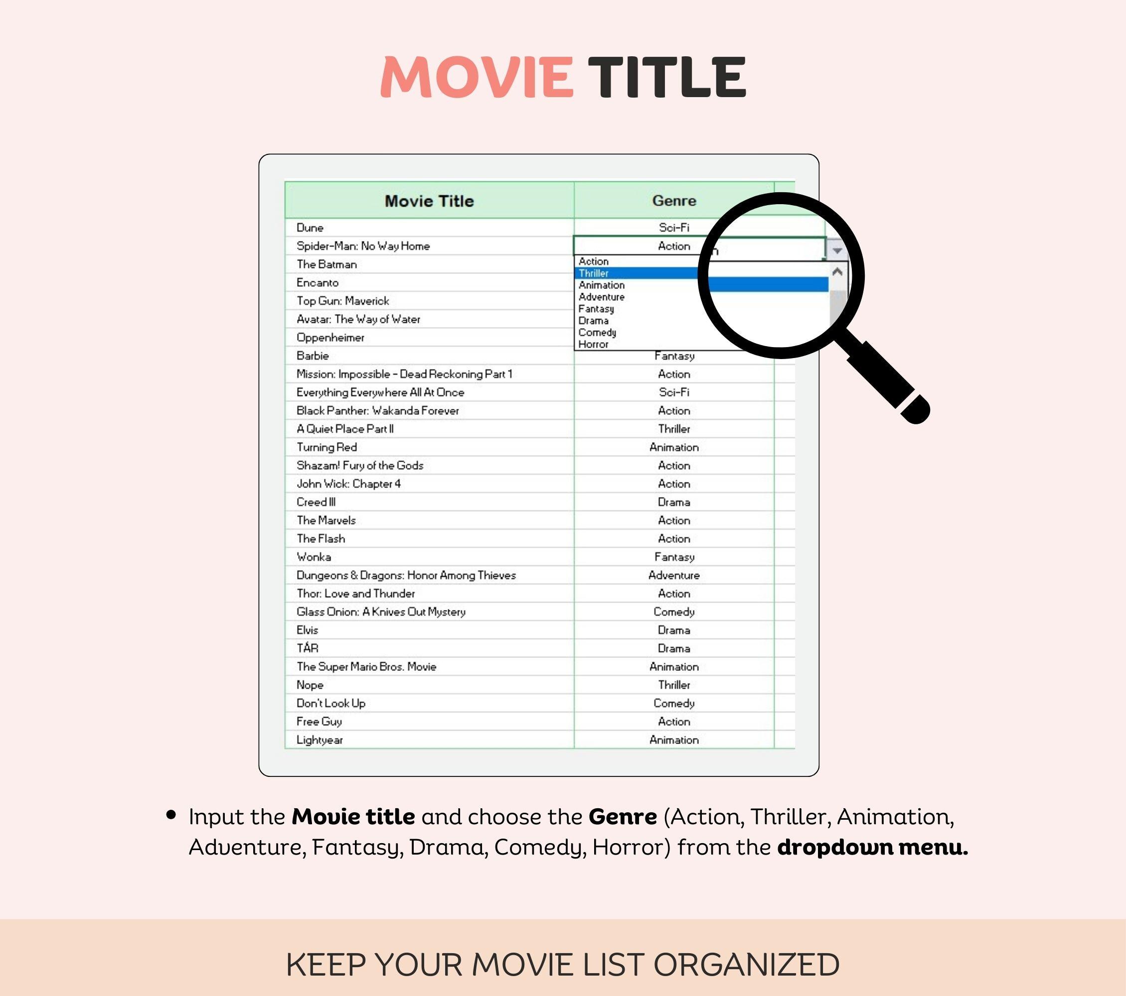 Movie Tracker Spreadsheet, Google Sheets, Television Series Tracker ...