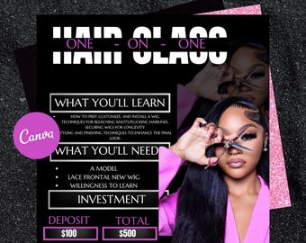 Hair Class Flyer, 1 on 1 Hair Class Flyer, Sew in Course, Canva ...