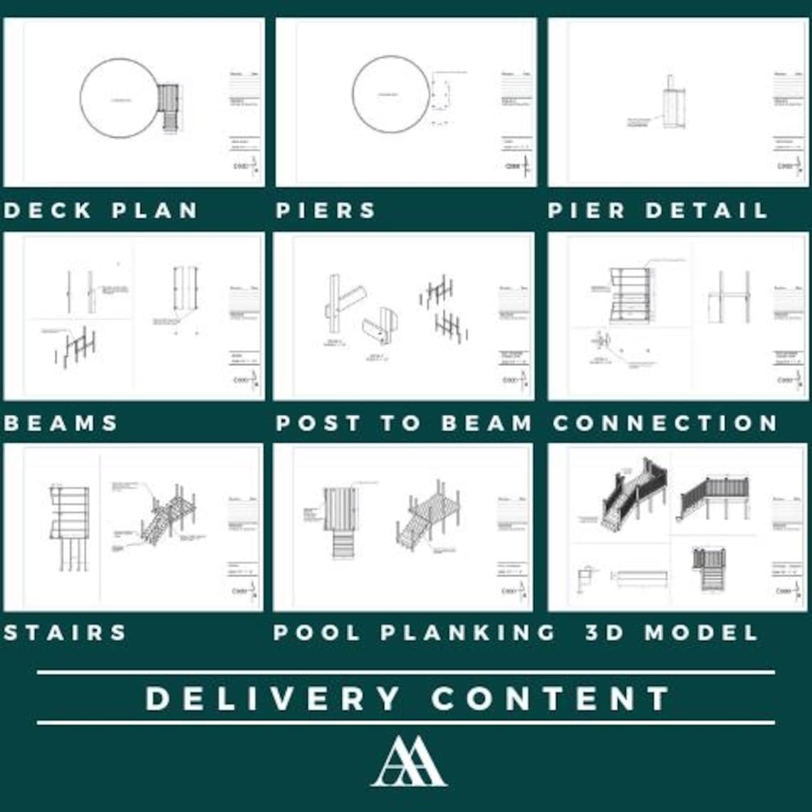 Customizable 10-12 Pool Deck 21 Round Pool Blueprint With Material List ...