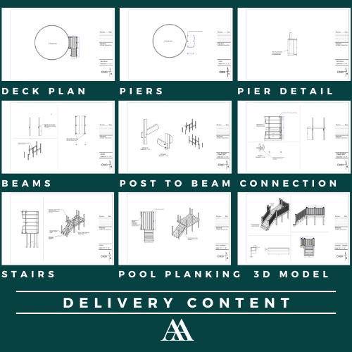 Customizable 10-12 Pool Deck 21 Round Pool Blueprint With Material List ...