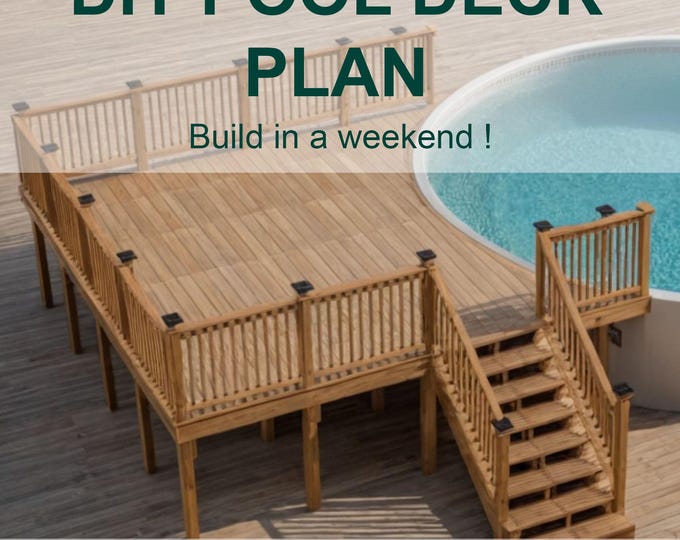16x16 Pool Deck Plan for 21ft Round Pool, Customizable Blueprint (PDF ...