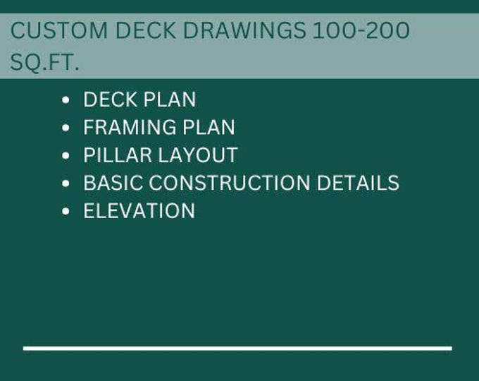 Custom Deck Design Plans for Decks 100-200 Sq.ft for City Permit - Etsy