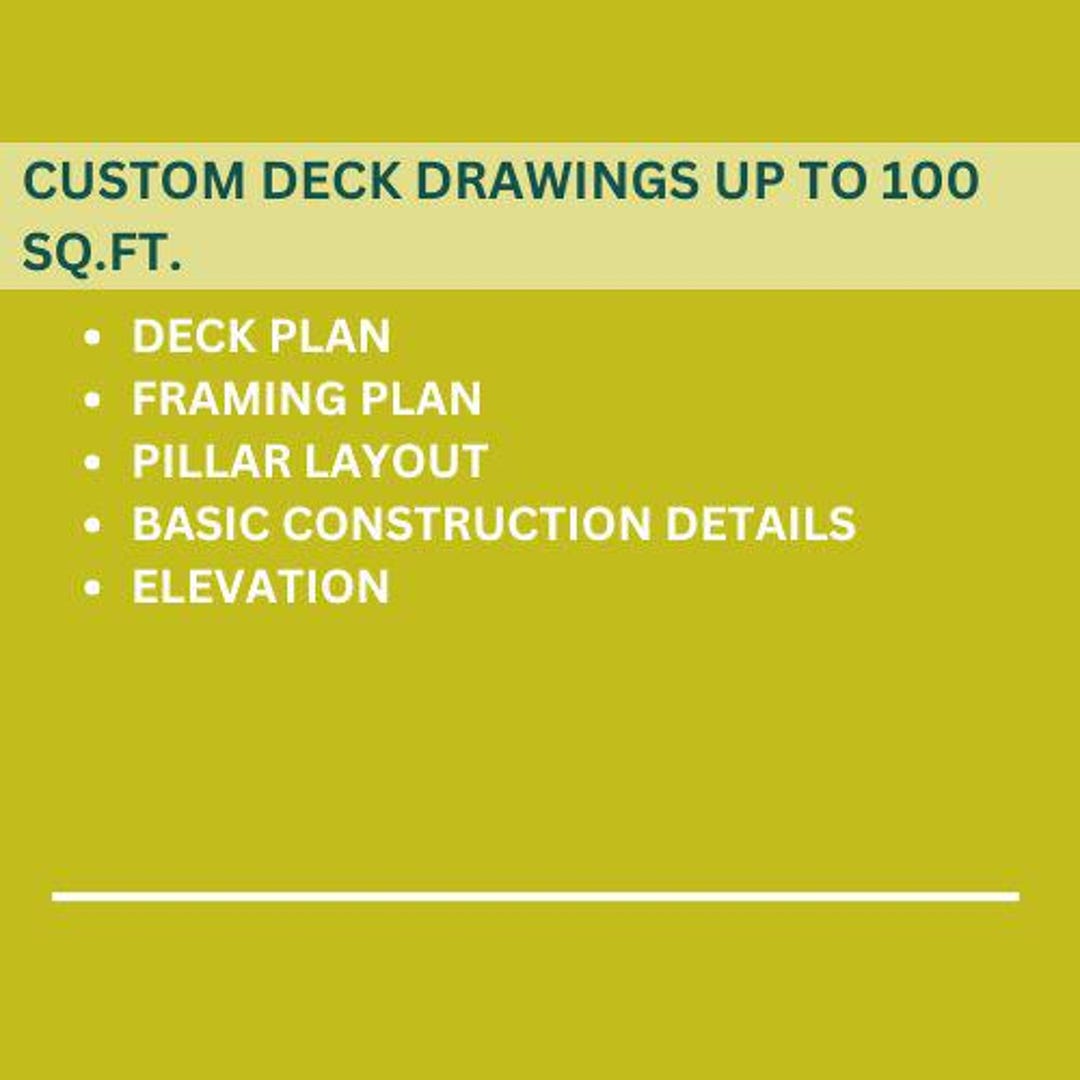 Custom Deck Drawings | Permit Ready Blueprint, Material List (PDF) - Etsy