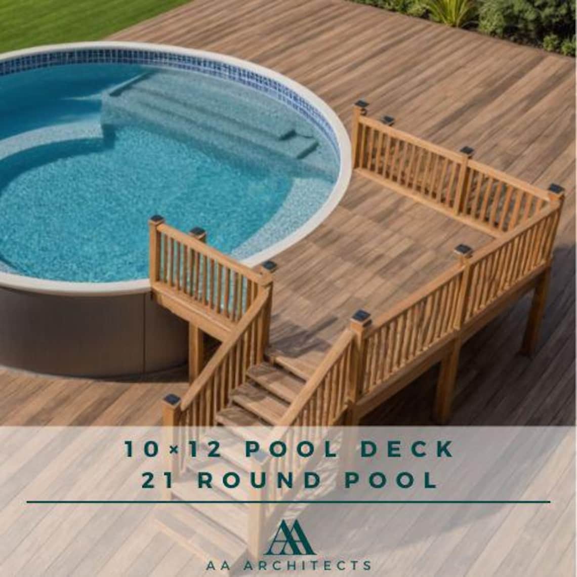 Customizable 10-12 Pool Deck 21 Round Pool Blueprint With Material List ...